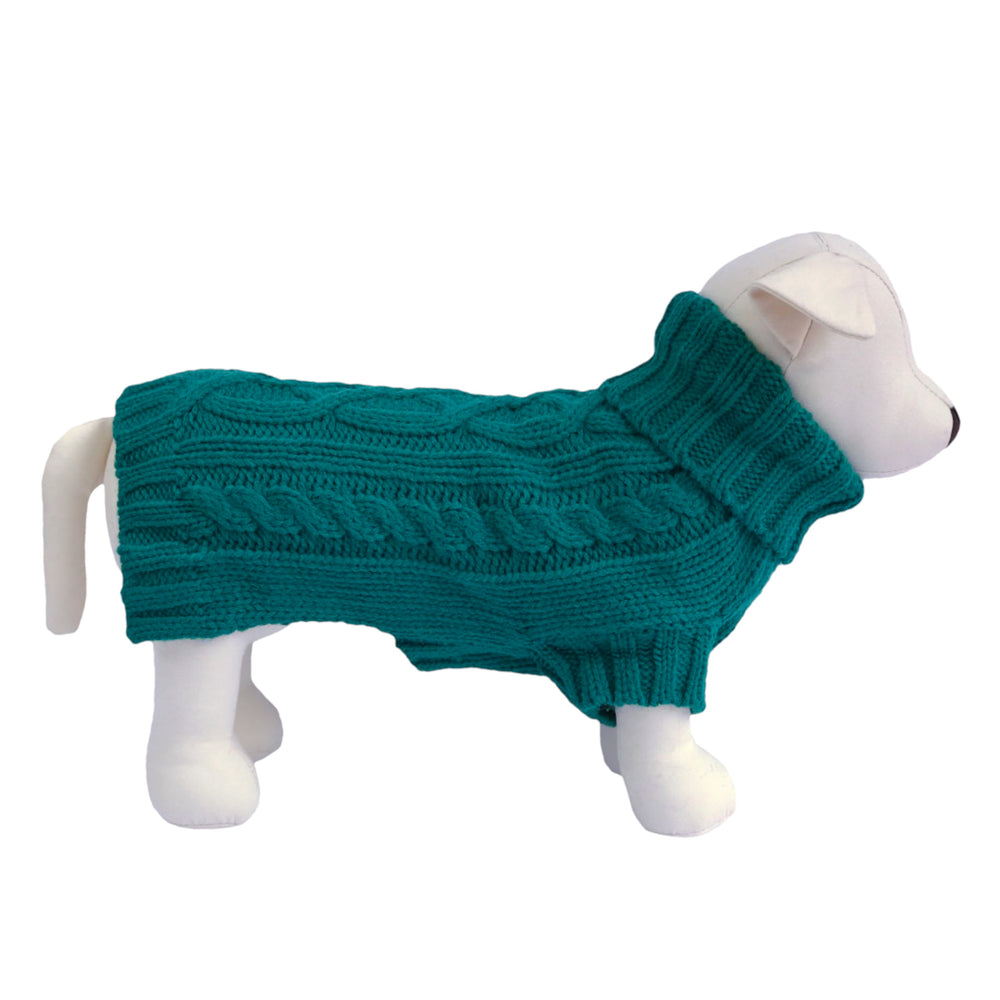 Coco Cable Dog Sweater/ Dog Jumper - Teal